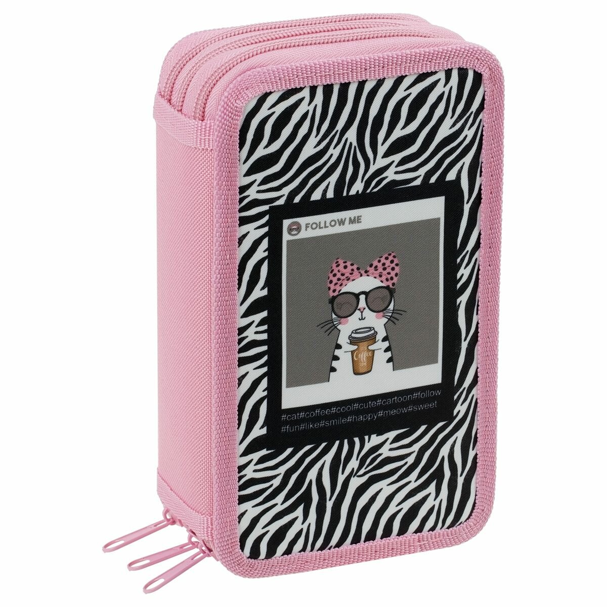 Пенал школьный 3 отделения ArtSpace "Follow me", ткань, 190х110мм (ПТ3_60011)