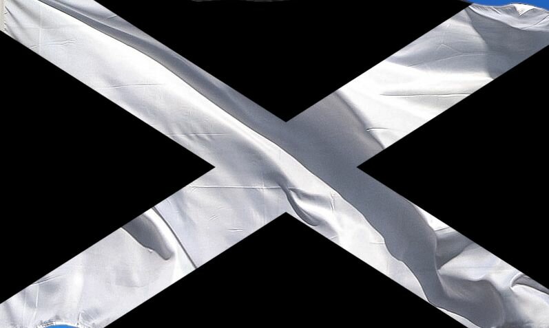 Чёрно-белый Андреевский Скотланд флаг Шотландии, 70х105 см на сетке