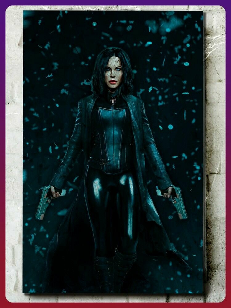 Картина интерьерная на рельефной доске фильмы Другой мир (Кейт Бекинсейл, оборотни, вампиры, ужасы) - 62412376