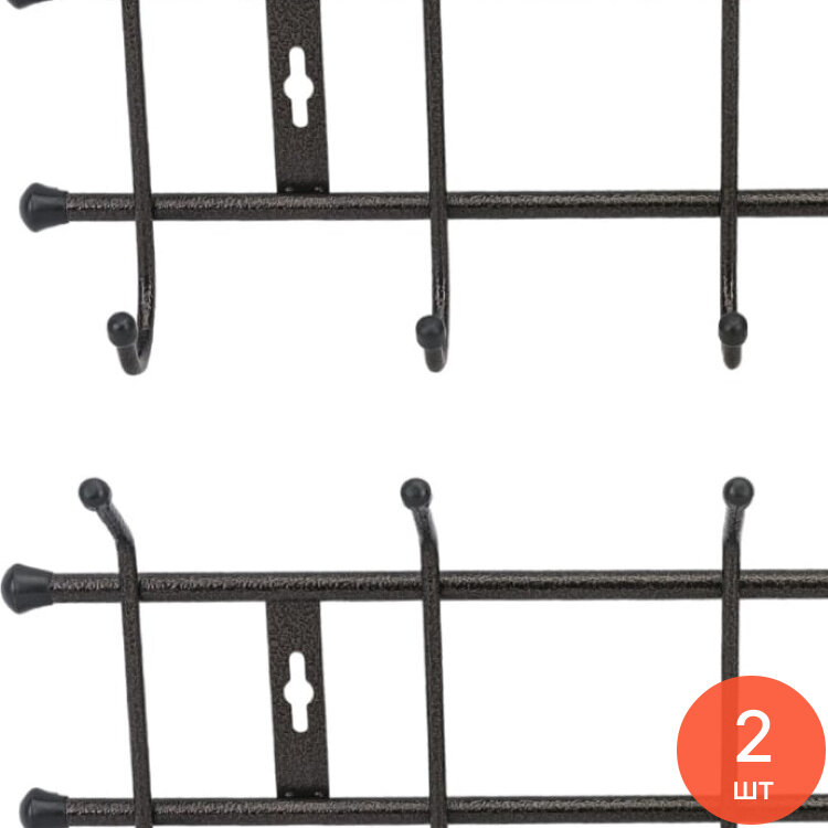 Вешалка настенная Nika / Ника ВН5 для верхней одежды и головных уборов, 5 крючков, из стали и пластмассы, медный антик, 485×180×67мм / товары для дома (комплект из 2 шт)