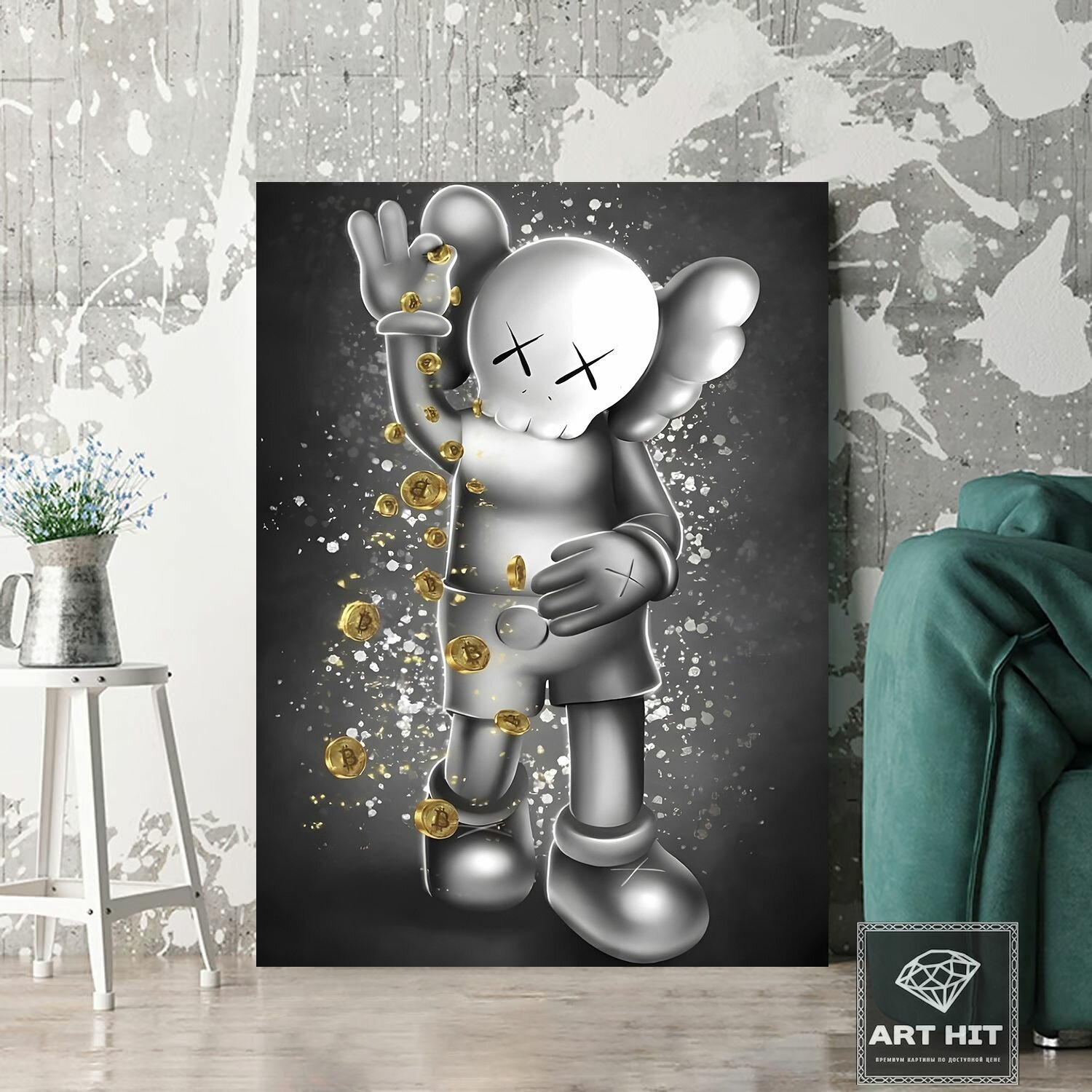 Картина Kaws, интерьерная картина кавс, 50х70