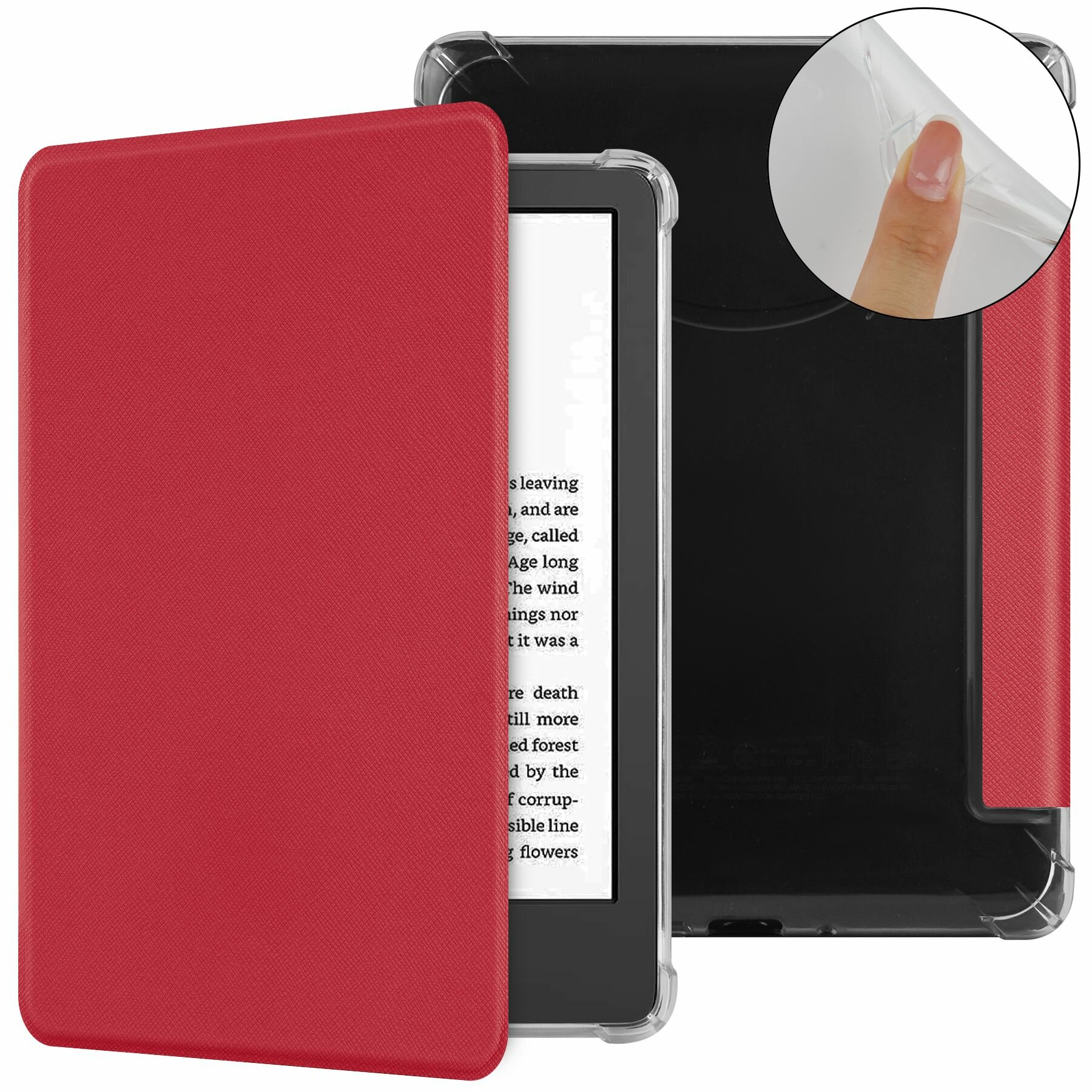 Чехол-книжка CLEAR TPU для Amazon Kindle Paperwhite 12 Gen (7", 2024) red