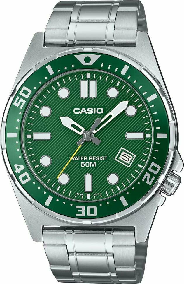 Наручные часы CASIO, серебристый/зеленый — фото 1