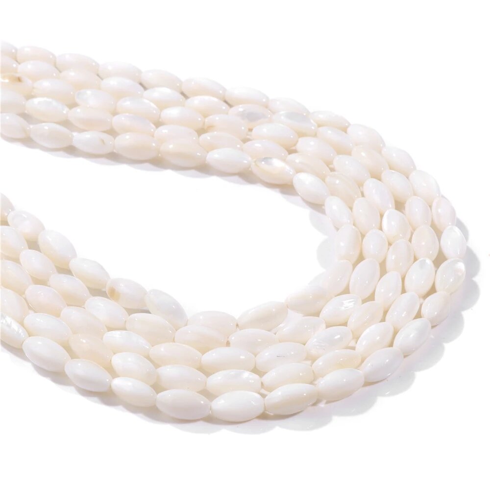 RISYF Овальные перламутровые бусины из ракушек 5x9 мм Белый, 12 About 5X9mm