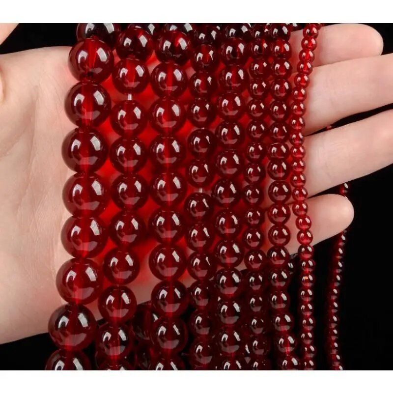 Бусины BeiMai гранат красное стекло 4мм 40шт, 6мм 30шт, 8мм 20шт, 10мм 10шт 6mm approx 30pcs