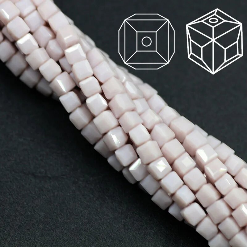 Крупные квадратные хрустальные бусины ZHUBI 100 шт. Белый, light purple porce