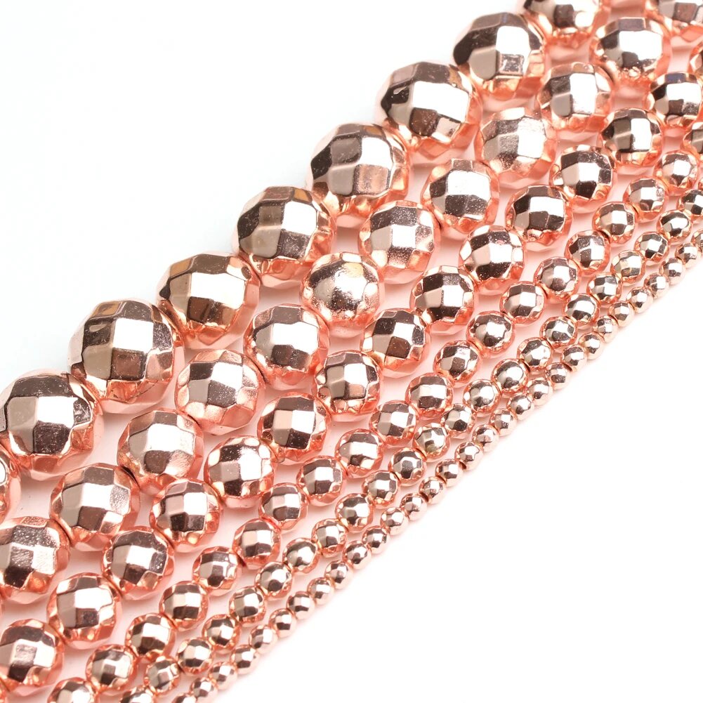 Бусины из гематита xilitata 2/3/4/6/8/10/12 мм Розовый, 6mm (approx 65pcs), Faceted rose gold