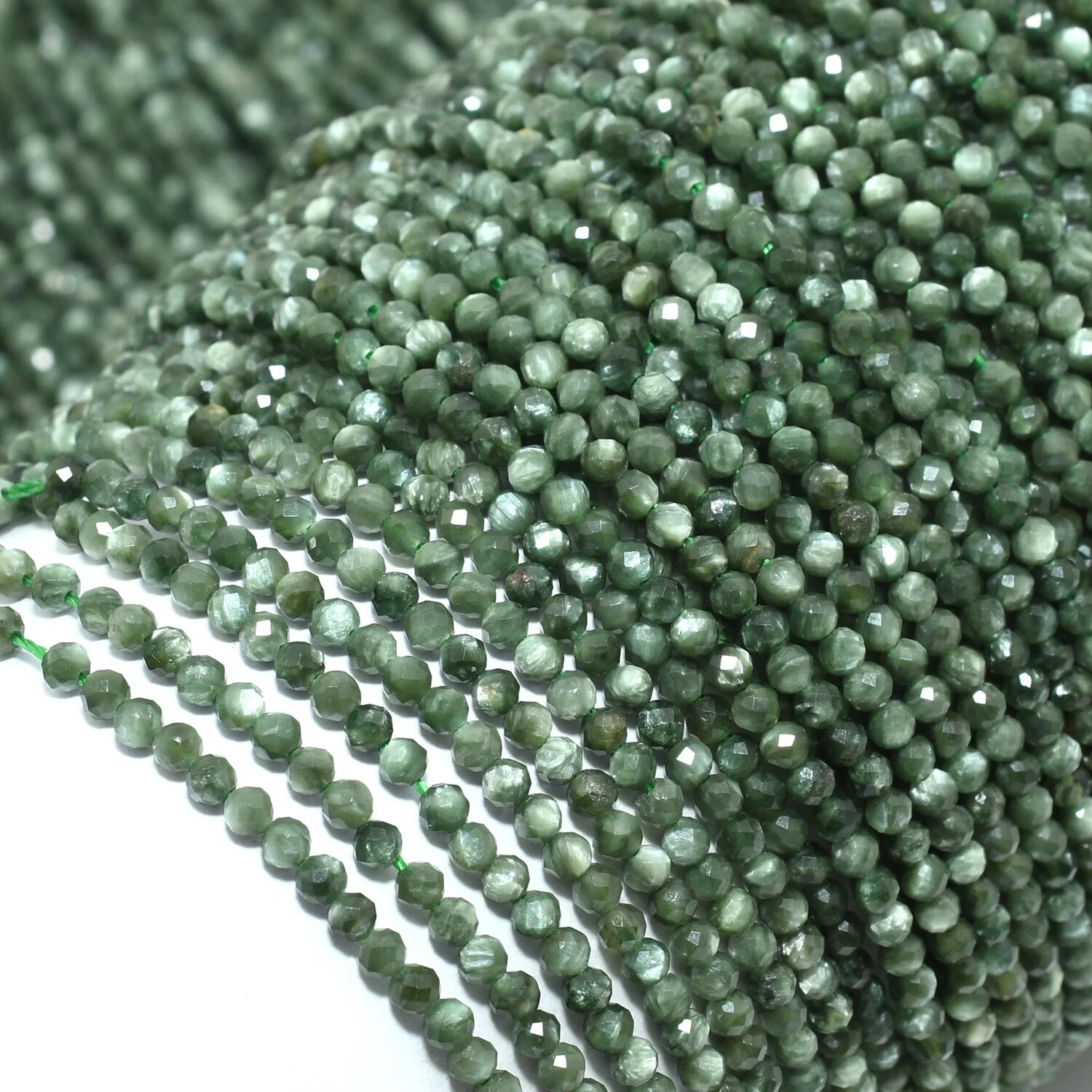 Бусины серафинит круглые граненые GENUINSTONE 2.5мм A Quality Lighter