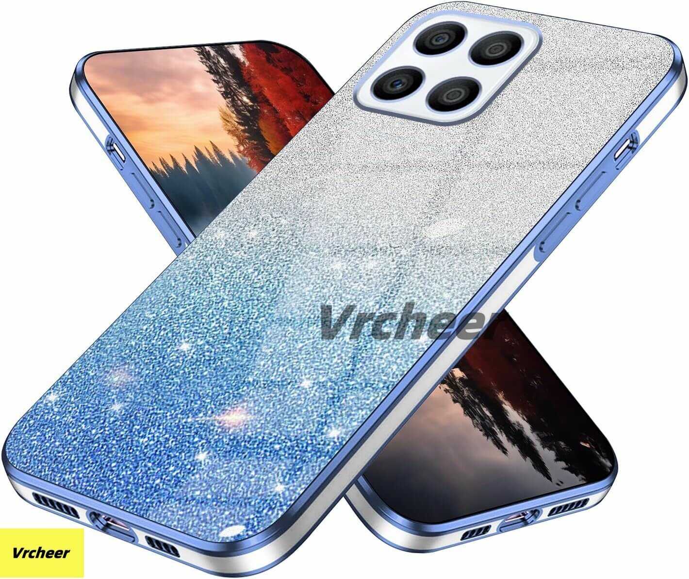 Чехол на Honor X8B(Хонор X8B) с Блестками / Блестящий / Силиконовый со стразами, с Защитой Камеры. чехол золотистый женский.(синий, Blue)