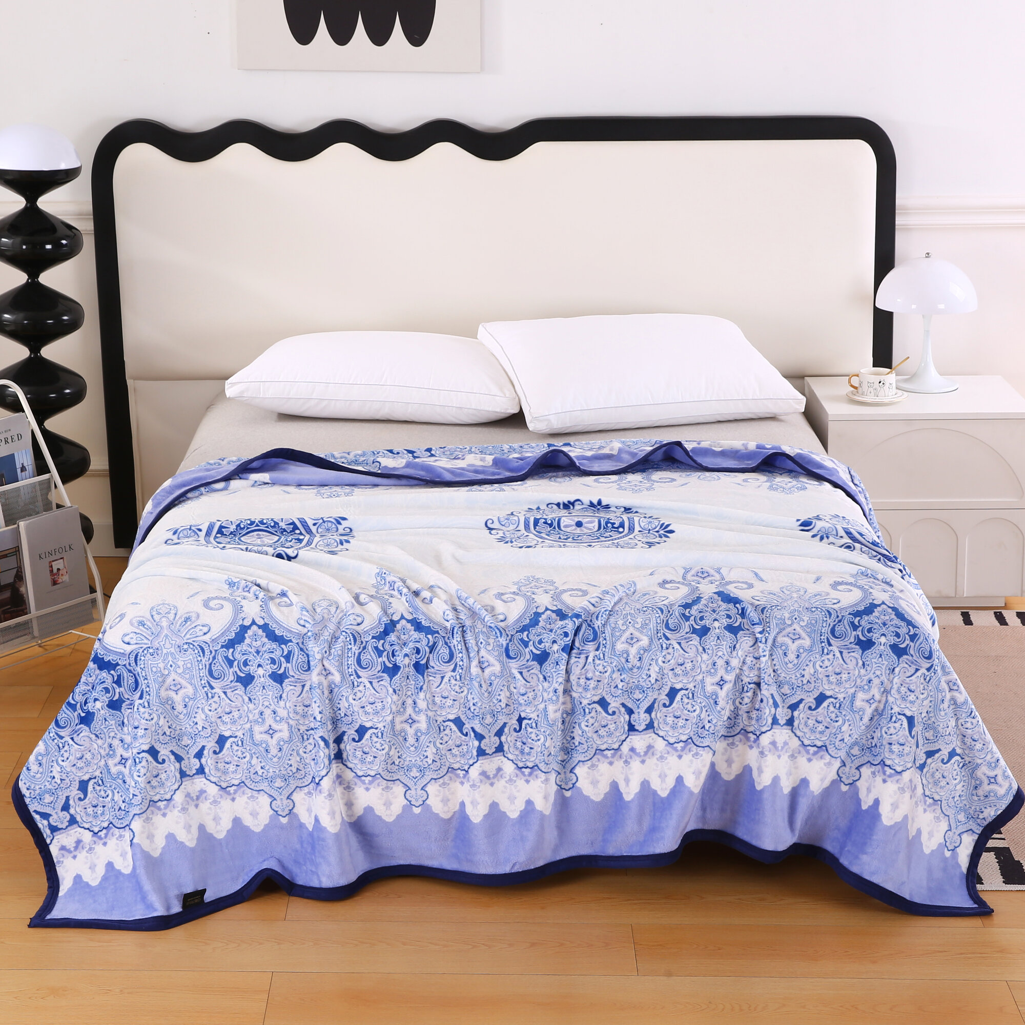 Плед плюшевый евростандарт, 200х220, материал микрофибра, декоративный кант