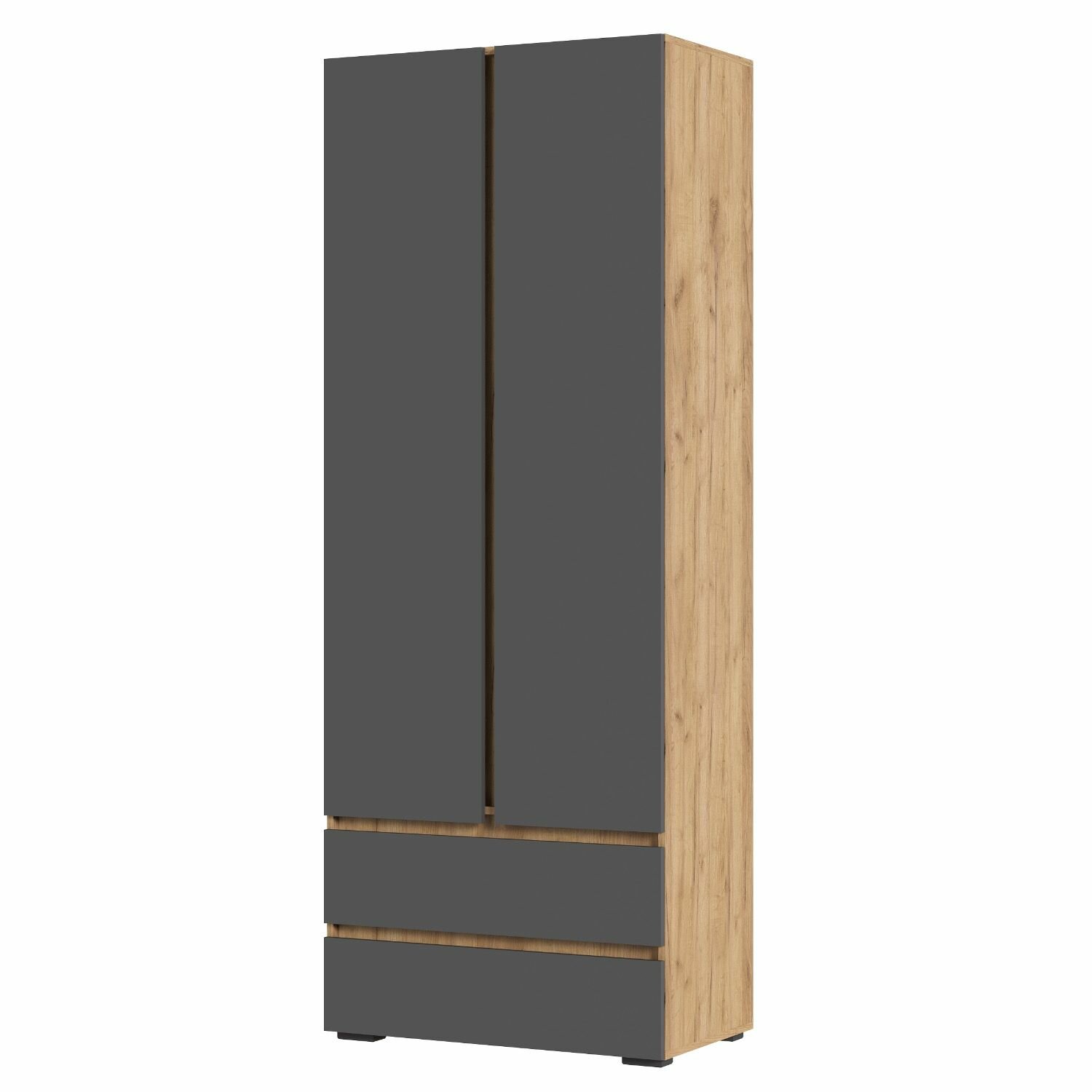 Шкаф 2х створчатый с ящиками Хелен ШК-01, Дуб крафт золотои /Графит