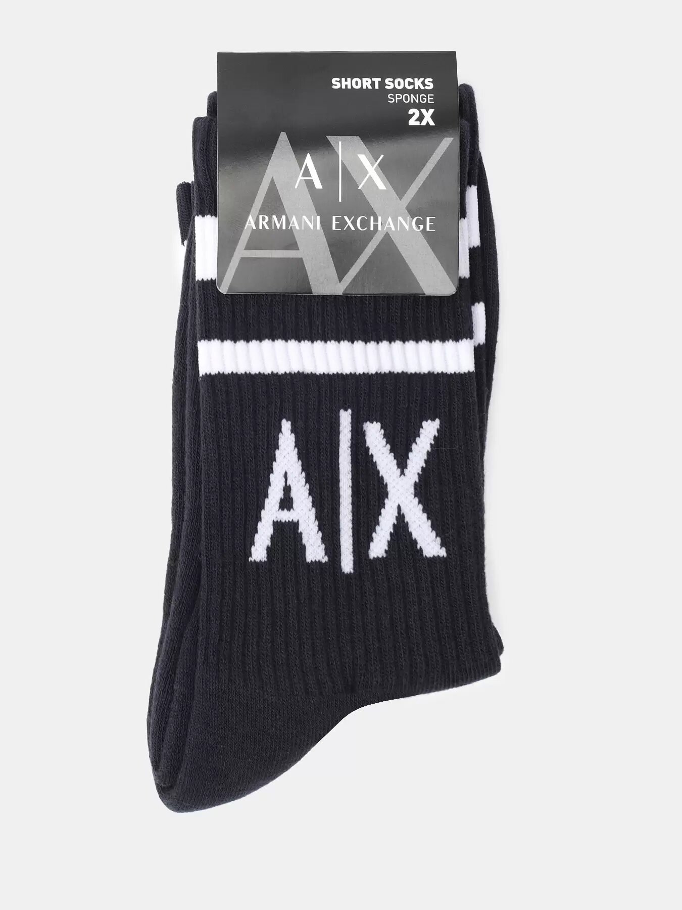 Носки Armani Exchange, комплект, 2 пары, размер 43-46, темно-синий, белый