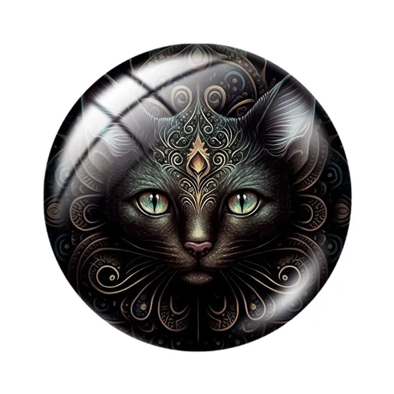 Кабошон кошка мандала, 10pcs-BG7070-04