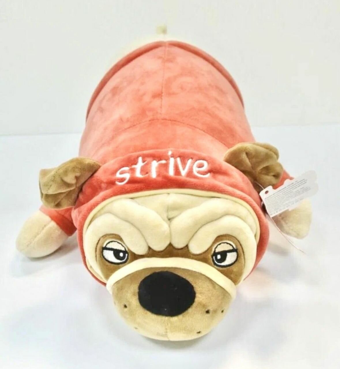 Мягкая игрушка подушка собака / Мопс батон игрушечный в коралловой кофте /70 см