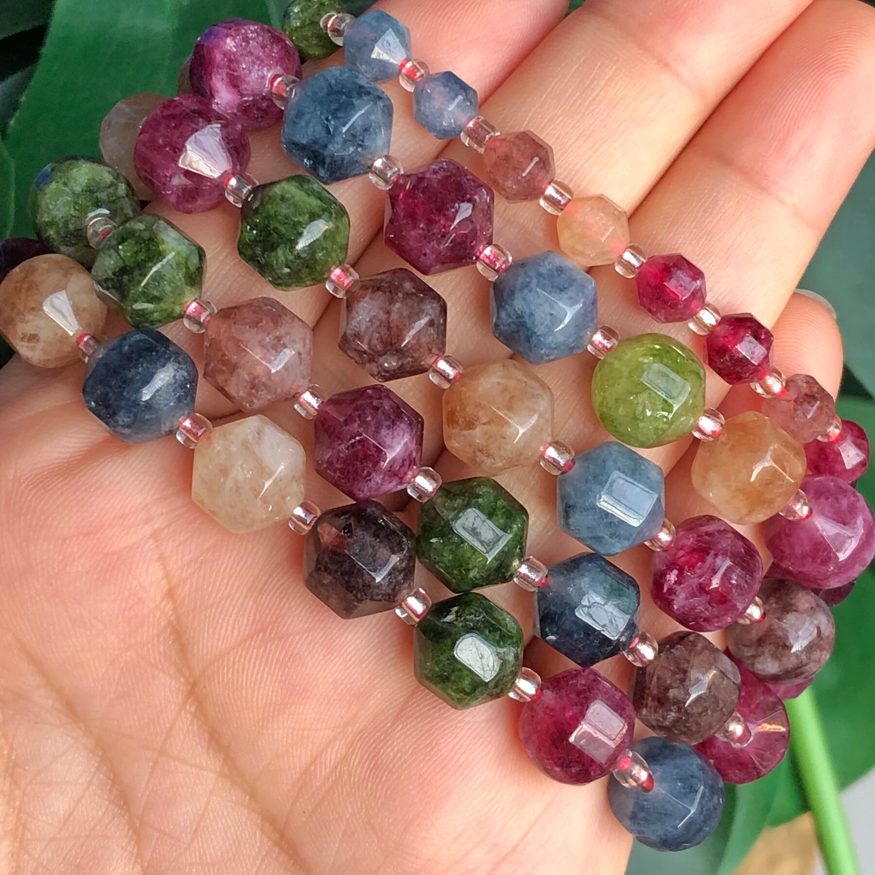 Граненые бусины из аквамарина Annebeads 6/8/10 мм 10mm 30-32pcs, Tourmaline