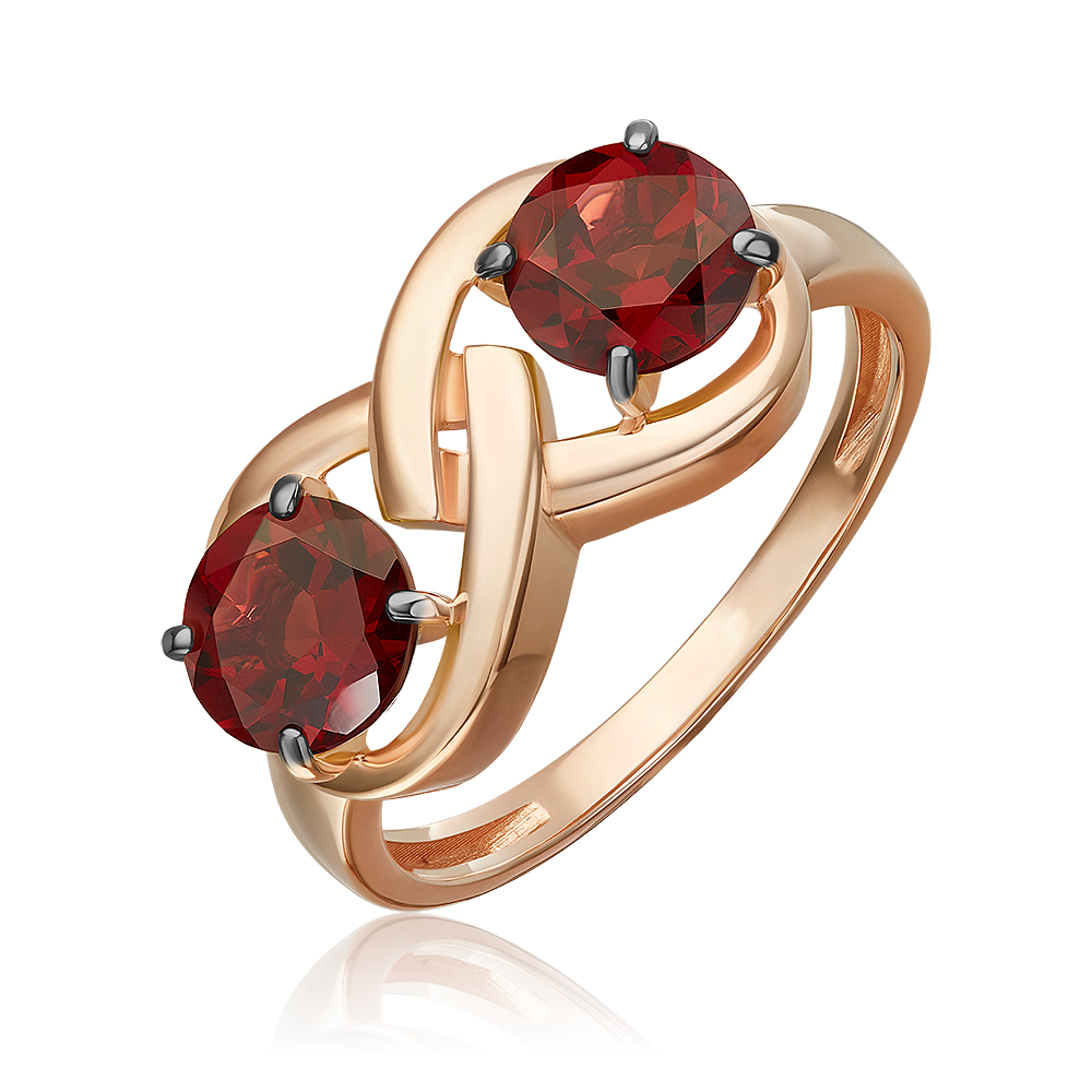 Кольцо, красное золото, 585 проба, гранат