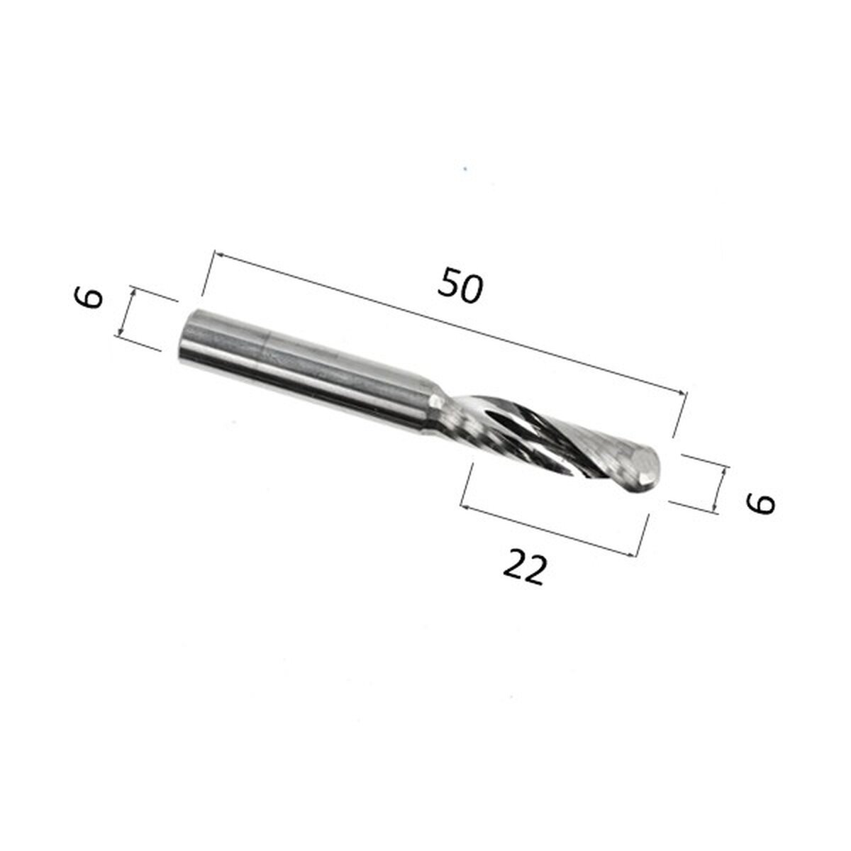 Фреза DJTOL N1LQX622 спиральная однозаходная сферическая (по дереву, пластику)