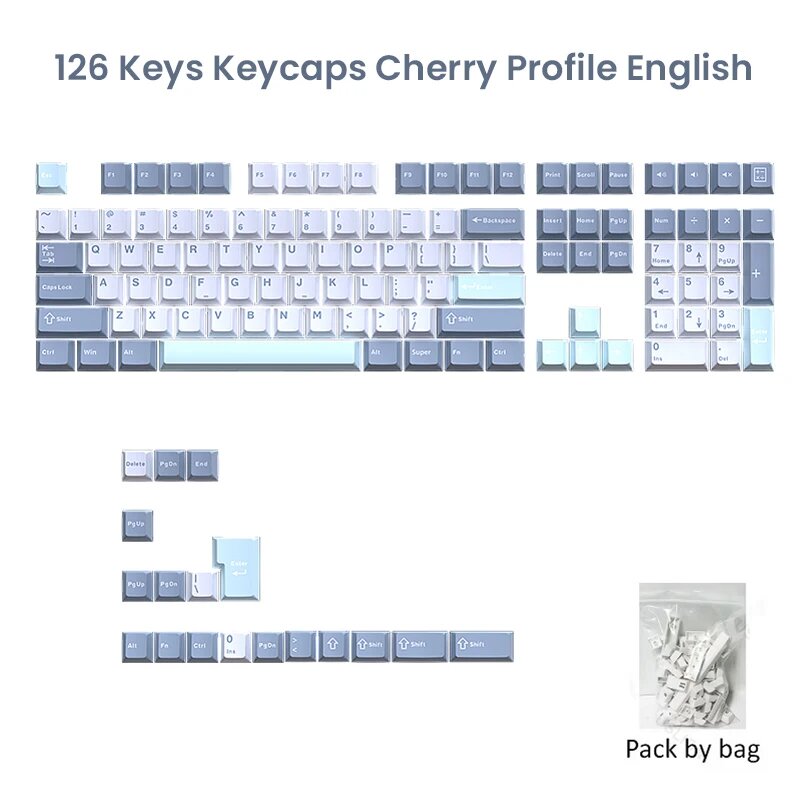 ZUIDID Кейкапы PBT Double Shot Cherry 126 шт для механических клавиатур Yunhu White