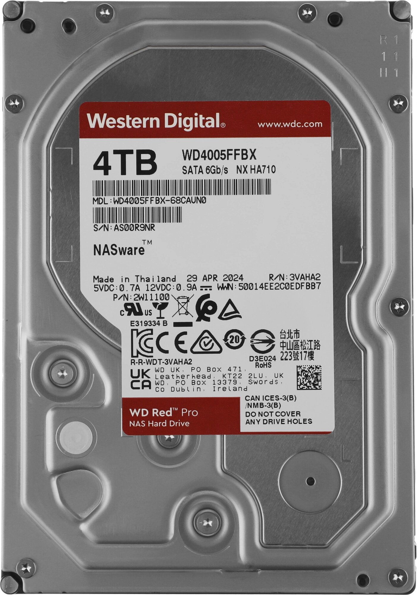 Жесткий диск WD SATA-III 4TB WD4005FFBX NAS Red Pro (7200rpm) 256Mb 3.5