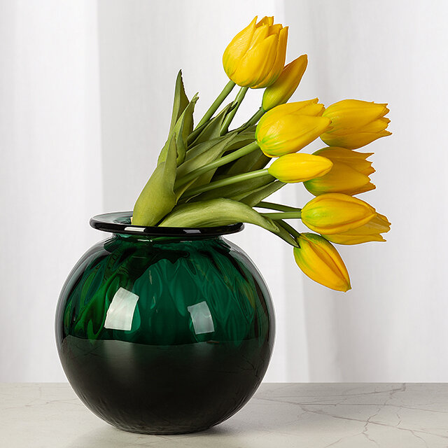 Стеклянная ваза Розелла 14 см зеленая, EDG, 107534-86