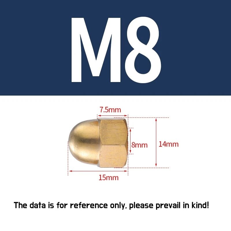 Золотые декоративные гайки из латуни M3-M20 M8-5pcs