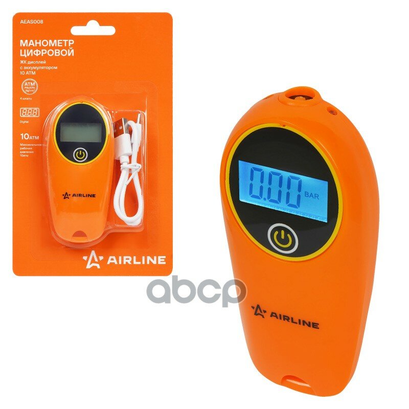 Манометр шинный цифровой 10атм. AIRLINE AIRLINE арт. AEAS008