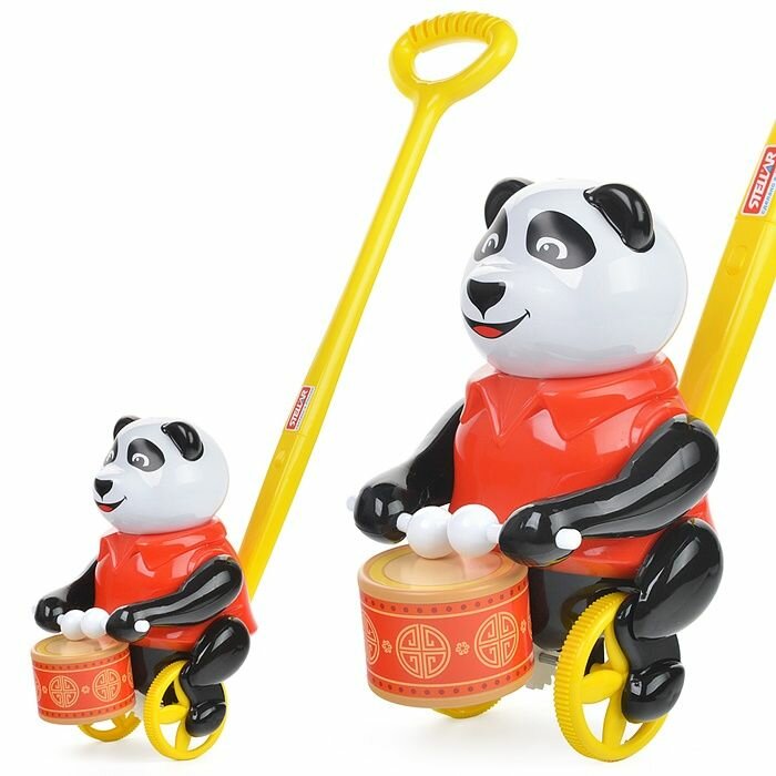 Каталка Stellar "Панда" длина ручки 47 см, стучит по барабану (02155)