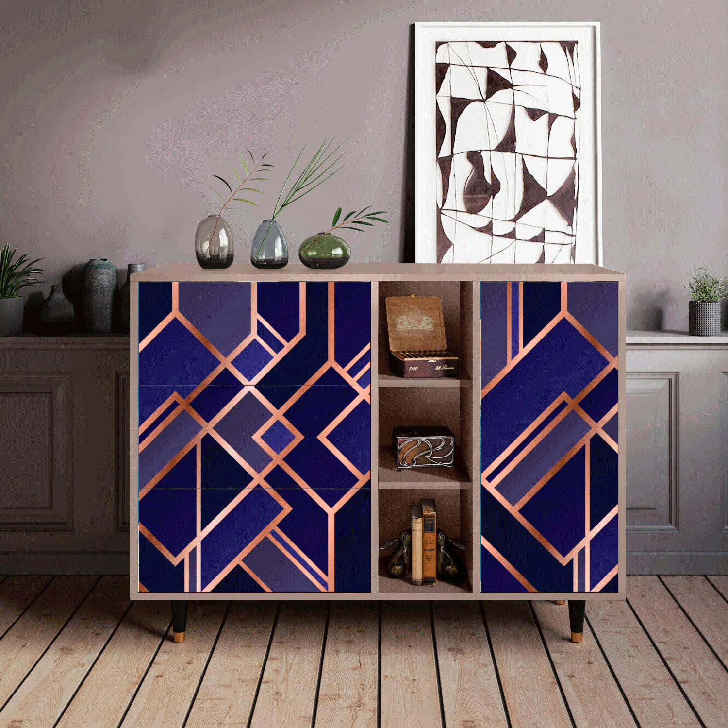 Комод - STORYZ - BS2 Aquamarine Getsby, Разер - 125 x 97 x 48 см , Цвет корпуса - Бежевый