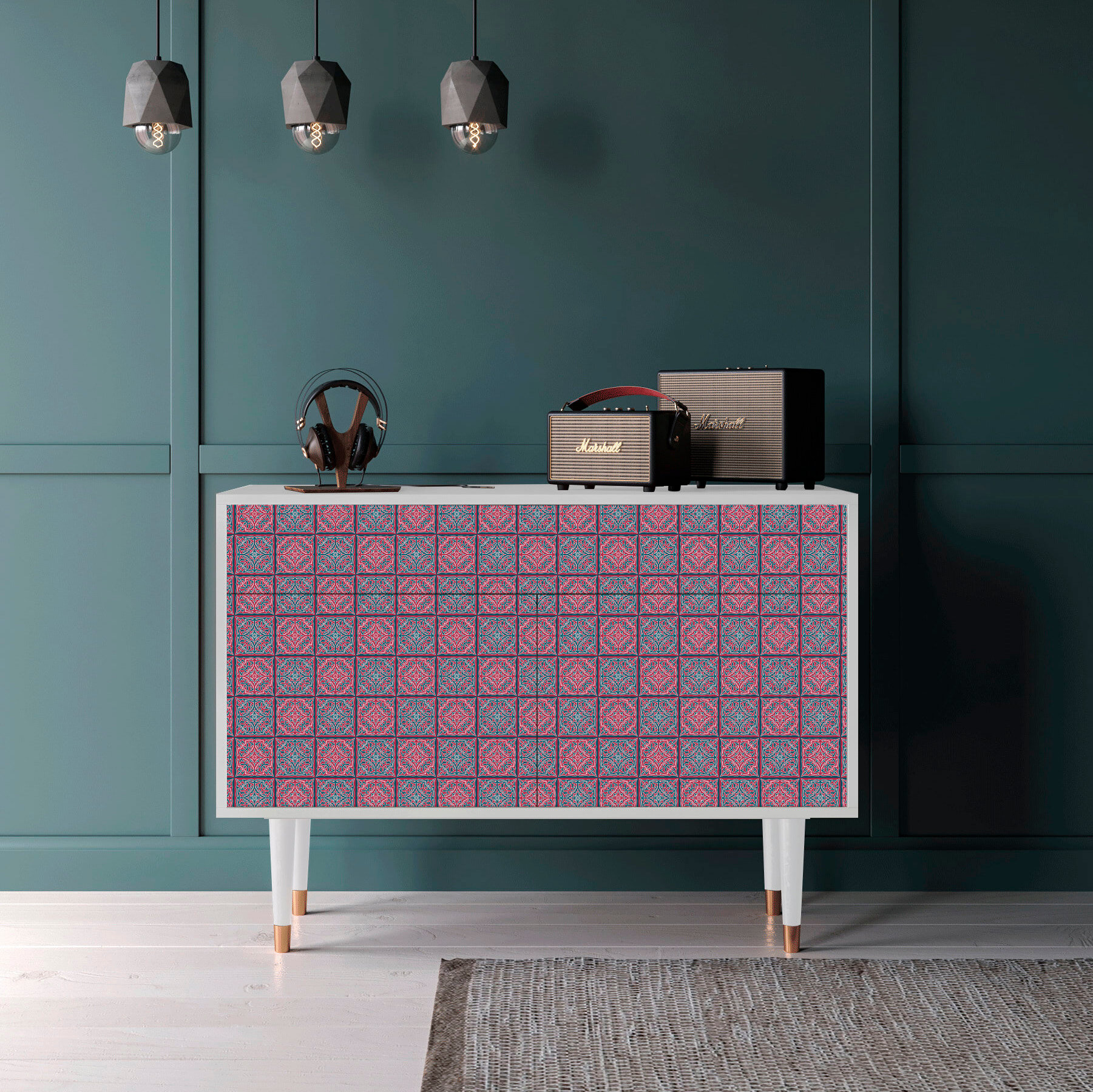 Комод - STORYZ - BS4 Riviera Mosaic, Размер - 115 x 85 x 48 см, Цвет корпуса - Белый