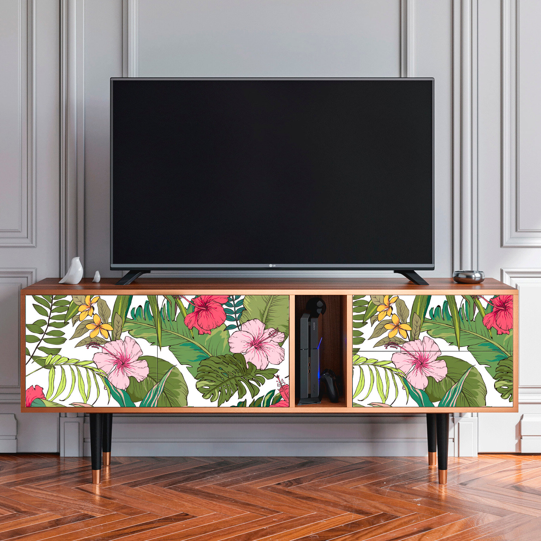 ТВ-Тумба - STORYZ - T1 Verdant Tropics, Размер - 170 x 69 x 48 см, Цвет корпуса - , Орех