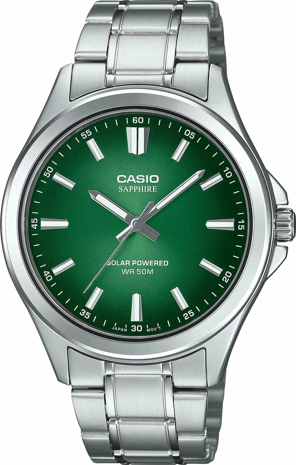 Наручные часы CASIO, серебряный, зеленый