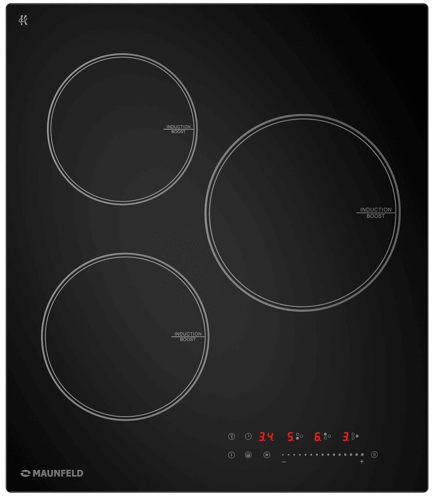 Электрическая варочная панель Maunfeld CVI453STBK 45 см, 3 конфорки стеклокерамика, черный