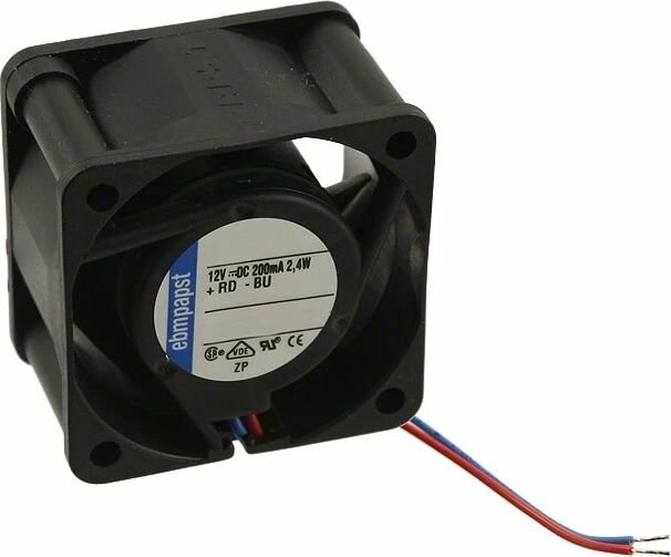 Вентилятор EBM-PAPST 412 JH Вентилятор осевой 40х40х25мм,12В DC 3Вт качения 11700об/мин 2 провода 1шт