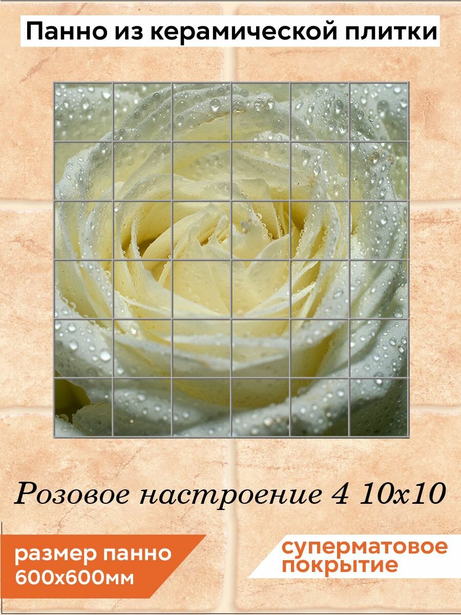 Панно из плитки Fres-co "Розовое настроение 4 10х10", керамическое, суперматовое, полуглянцевое, 60х60 см