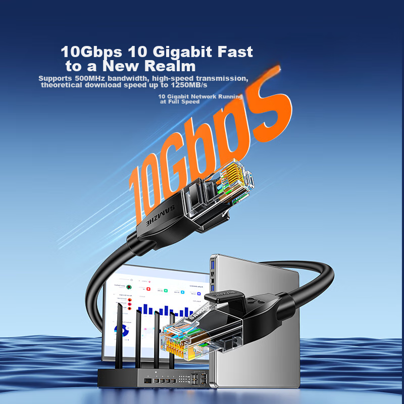 SAMZHE CAT6A 10 Gigabit Ethernet Cable, High-Speed Patch Cord, Home Computer Network Broadband Engineering Jumper, 8-Core 2.5G Connection Cable, 3 Meters, D6A030