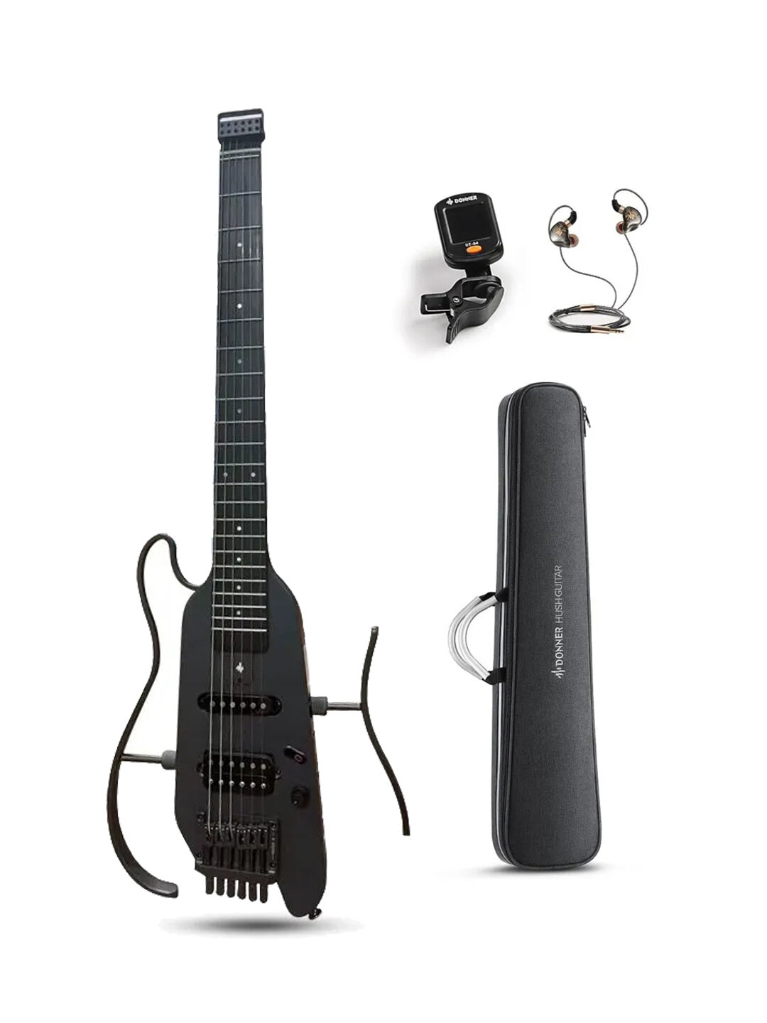 Комплект электрогитары Donner HUSH-X - легкая гитара без головы, отлично подходит для путешествий и практики