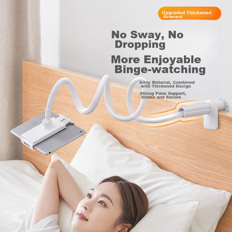 Stiger Phone Stand Bedside IPad Tablet Lazy Holder Desktop Bed Online Class Live Streaming TV Watching Gadget Multifunctional Adjustable Support Suitable for Apple Huawei White