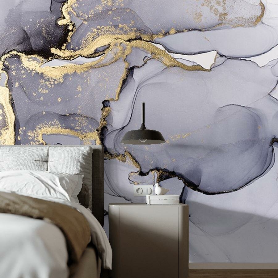 Фотообои Флюид Арт серый 9-2000-S-Флок 270 x 200 см (ВхШ) Бесшовные, флизелиновые, влагостойкие обои MasterFresok