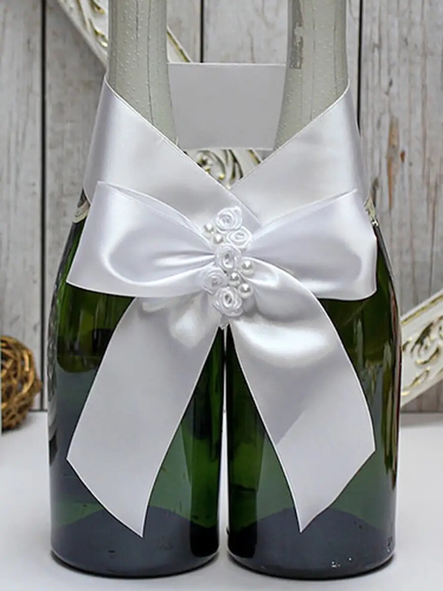 Украшение для бутылок шампанского на свадьбу молодоженов свадебный чехол подарок жениху и невесте