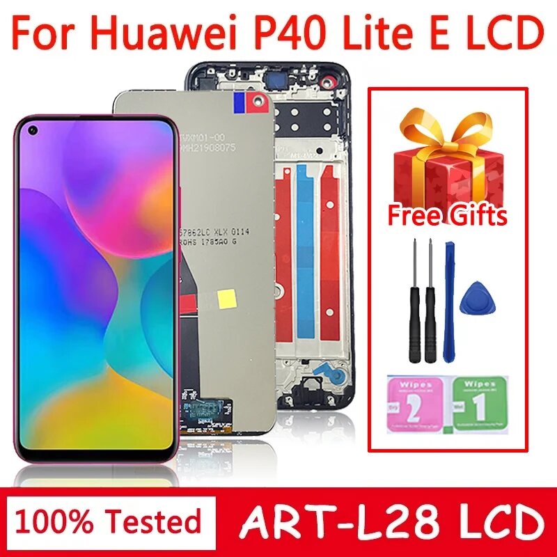 ART-L28 ART-L29 Y7P 2020 Замена дисплея для Huawei P40 Lite E ART-L28, ART-L29, ART-L29N ЖК-дисплей с сенсорным экраном в сборе Blue With Frame