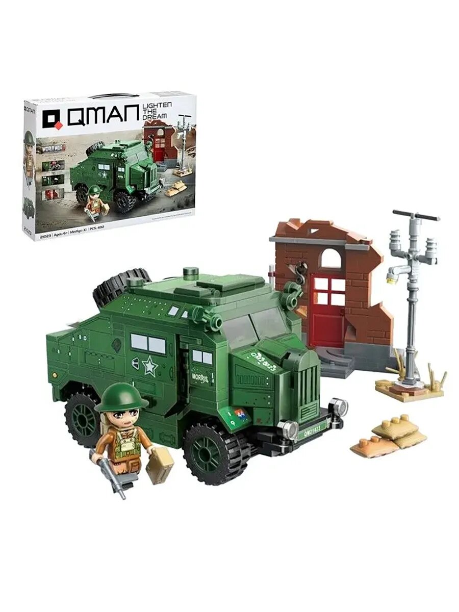 Конструктор Qman "Военная техника - броневик", 492 детали