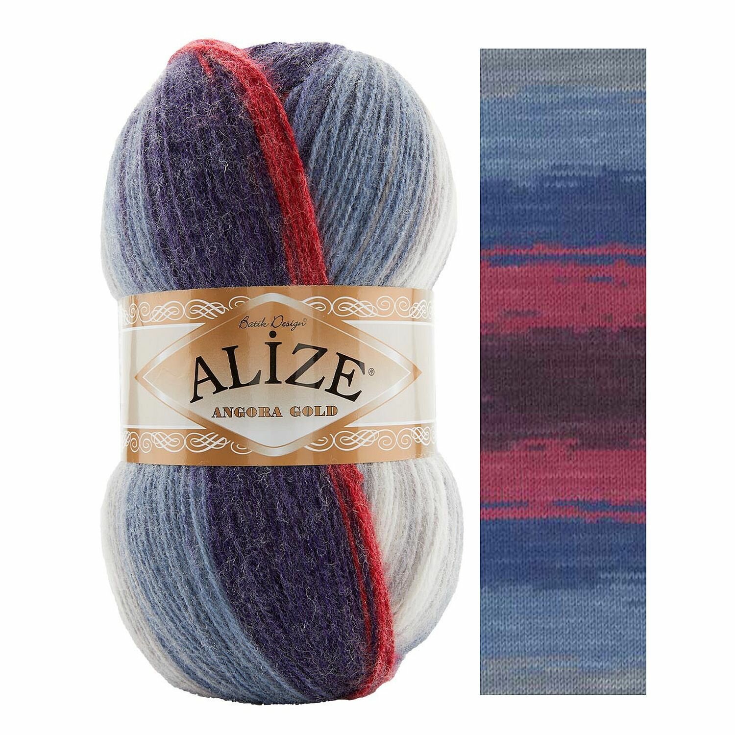 Пряжа ALIZE ANGORA GOLD BATIK, джинсовый батик - 2978, 20% шерсть, 80% акрил, 5 мотков, 100 г, 550 м.