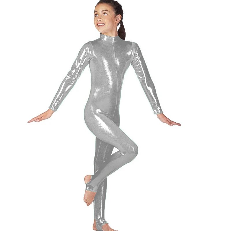 Детский блестящий металлический спандекс балетный костюм Speerise