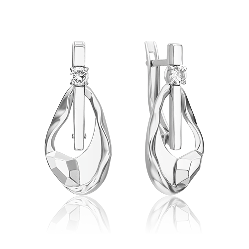 Серьги, белое золото, 585 проба, топаз
