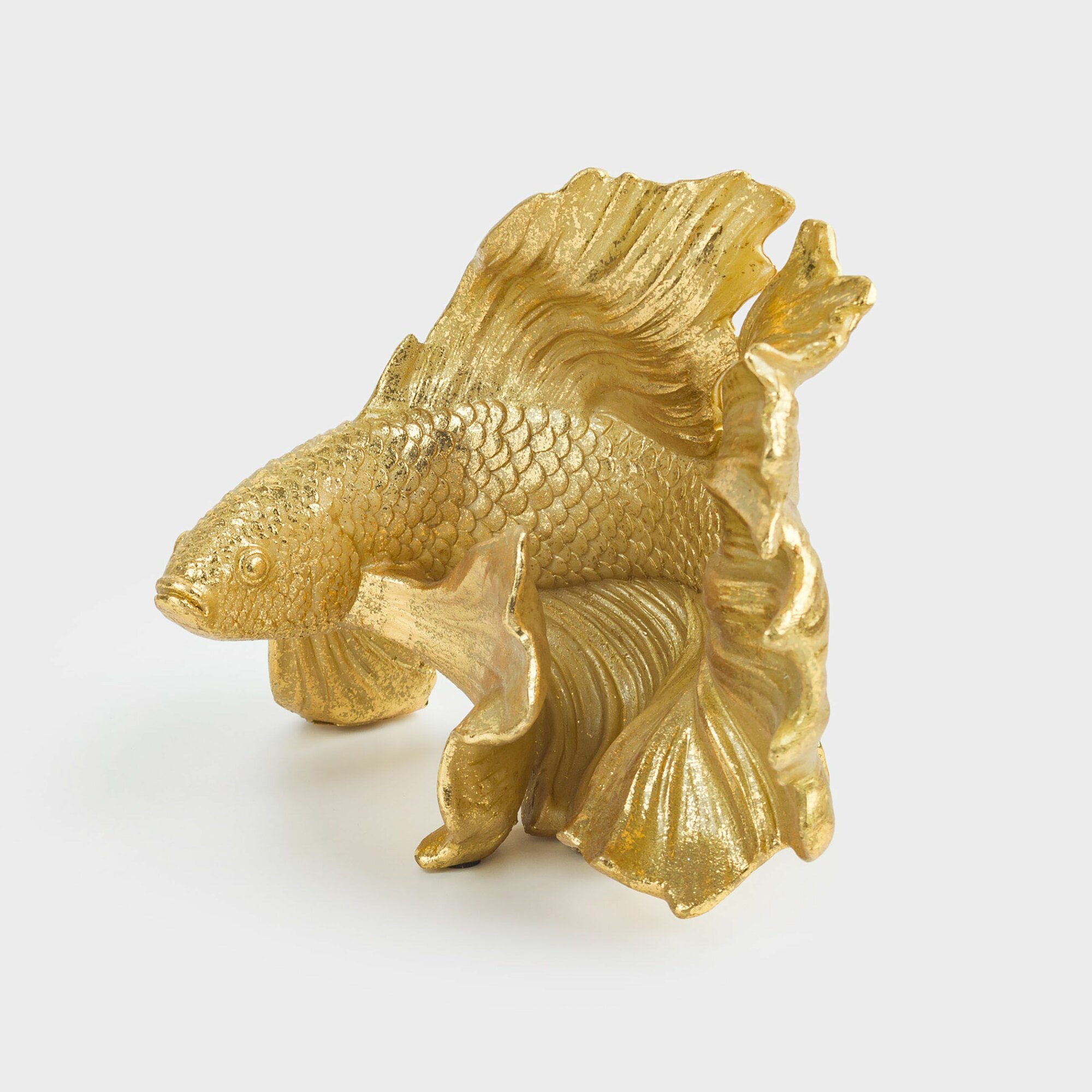 Статуэтка, 21 см, полирезин, золотистая, Рыбка, Goldfish, Kuchenland