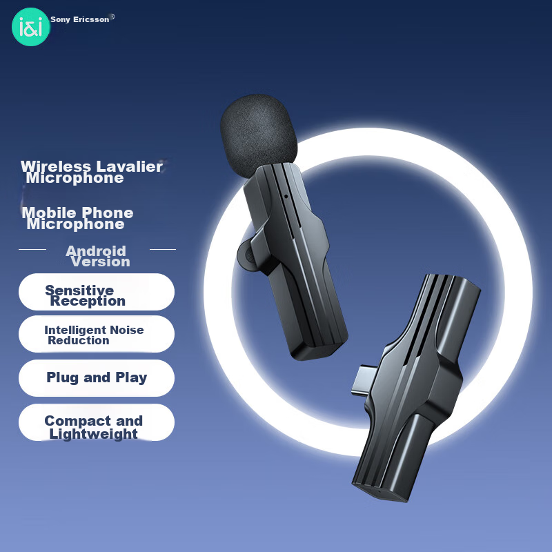 Soaiy Clip-On Wireless Microphone, Mobile Phone Live Streaming Sound Card, Voice Recorder, Host Microphone, Outdoor TikTok Filming, Short Video Vlog, Noise Reduction, Portable WD20, Random Delivery