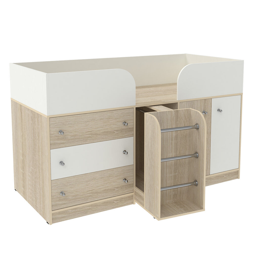 Кровать чердак Малыш 4 Дуб Сонома Белый