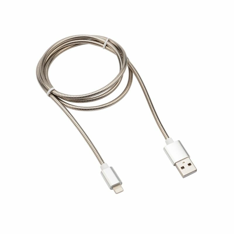 Кабель USB-A Lightning для Apple, 2A, 1м, в матовой стальной оплетке REXANT