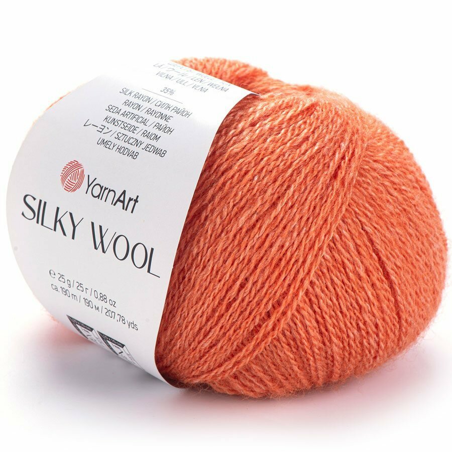 Пряжа Yarnart SILKY WOOL 338 оранжевый (10 мотков)