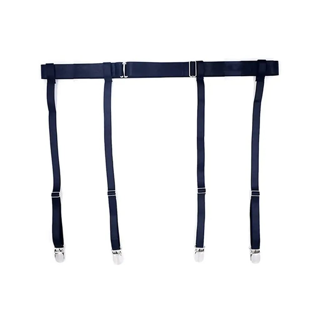 Черный регулируемый пояс для чулок с металлическими зажимами Темно-синий, Black 4 Clips